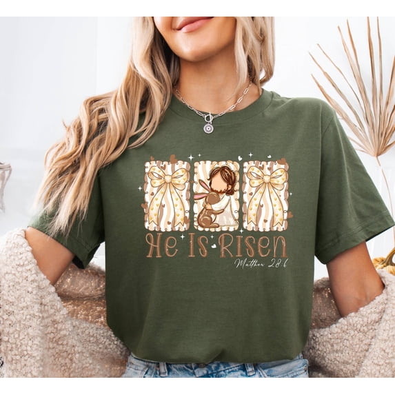 He Is Risen Shirt Coquette Easter Bible Verse Religious Easter Gift ...