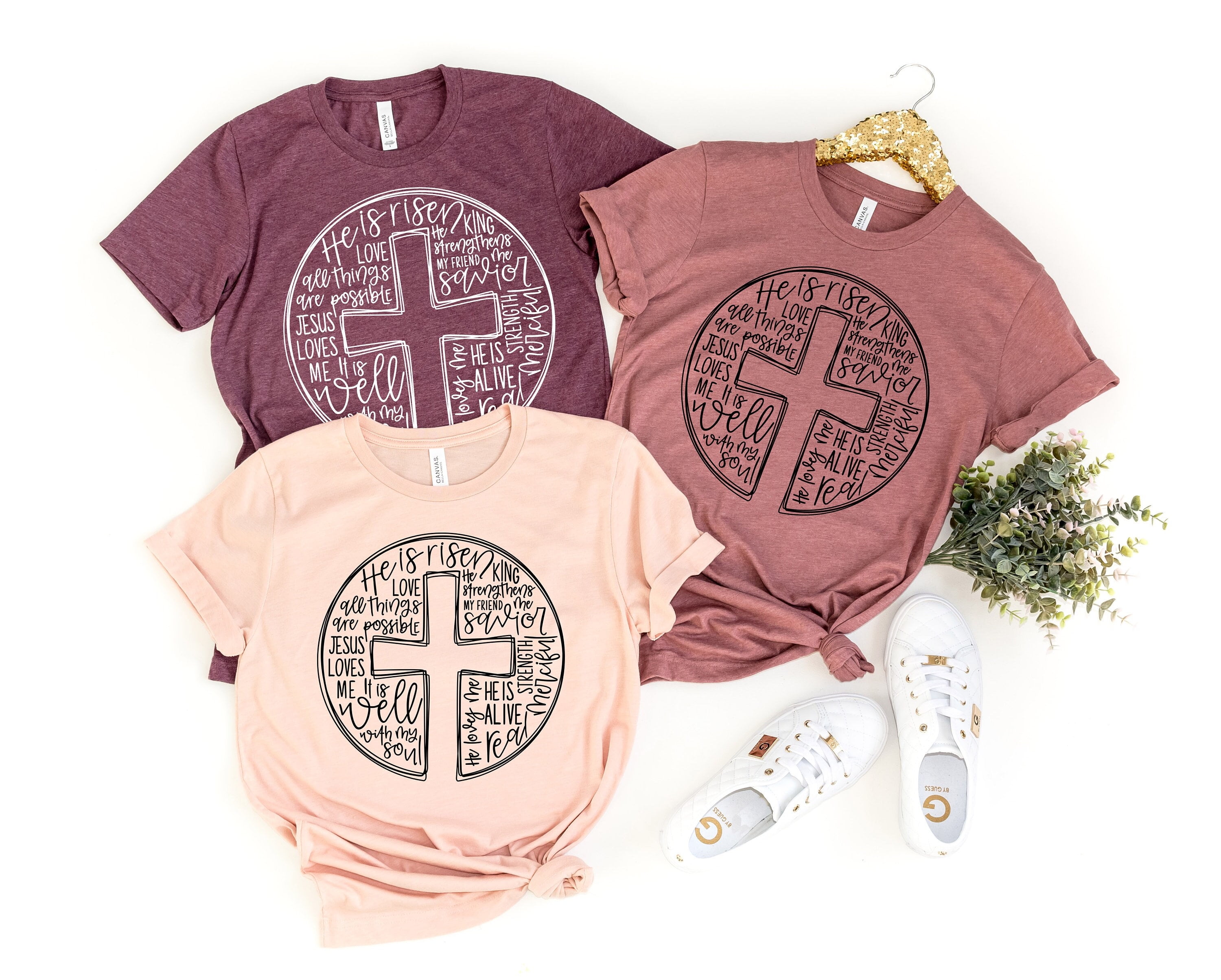 He Is Risen Shirt Easter Shirt Cross With Words ShirtJesus Lover ...