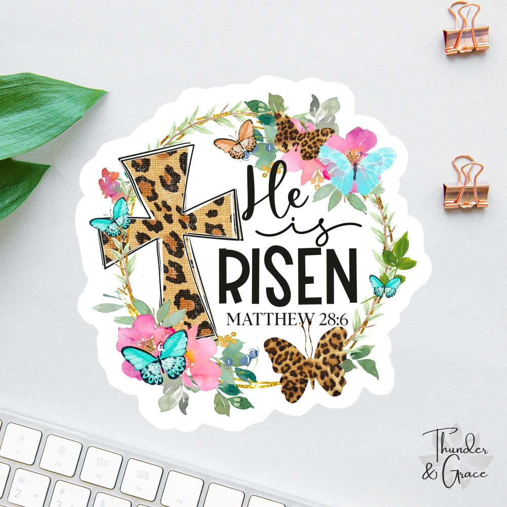 He Is Risen Sticker, Bible Sticker, Bible Journaling Phone Decal Water ...