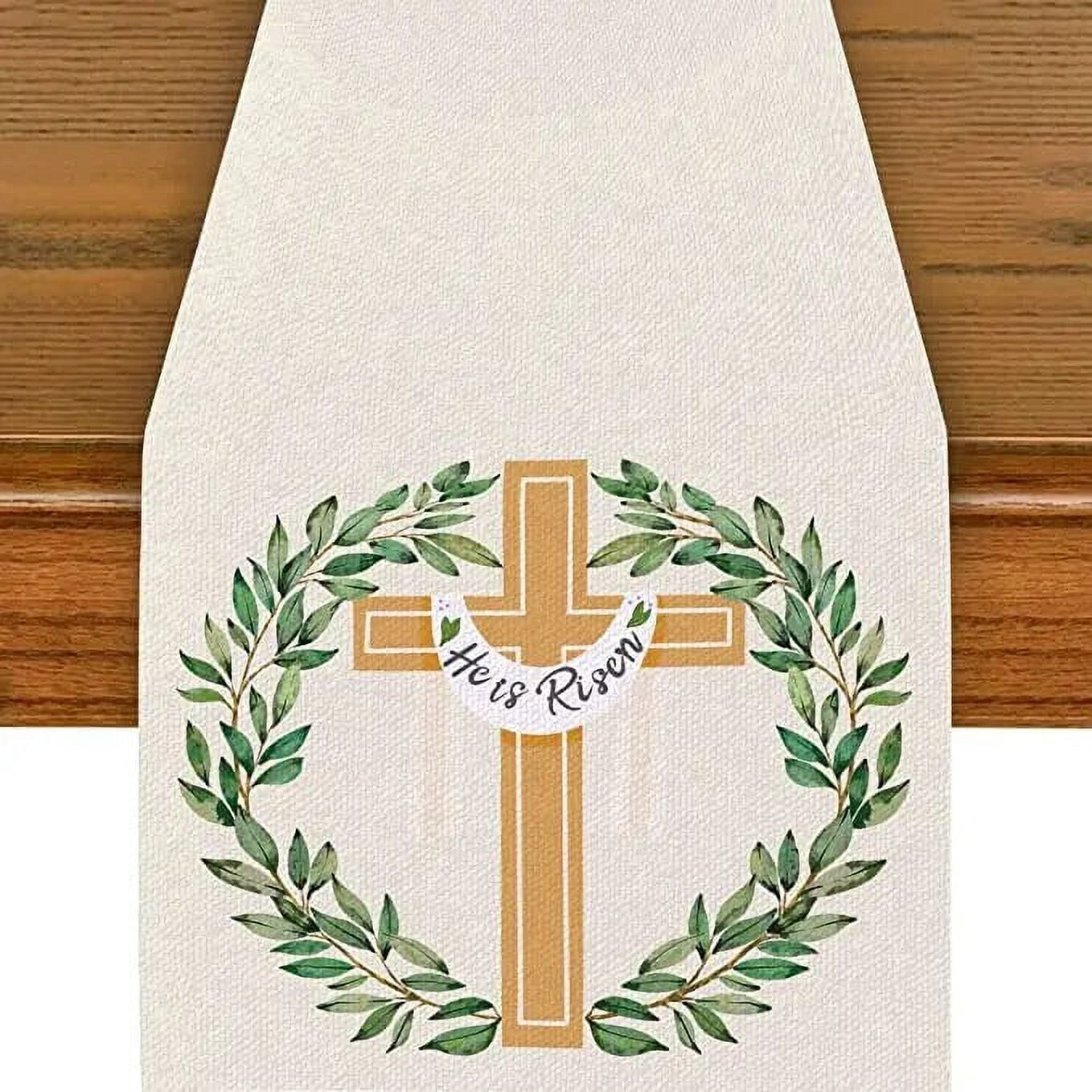 He Is Risen Table Runner Easter Resurrection Christian Cross Spring ...