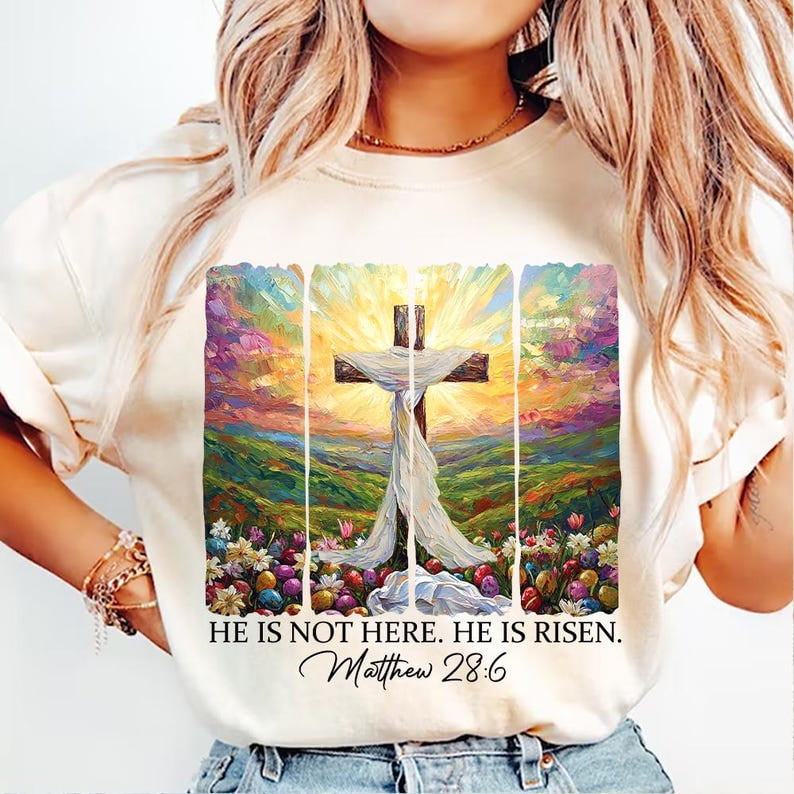 He Is Risen Wildflower T-Shirt, Easter Christian Boho Tee, Spring Bible Verse Jesus Shirt ...