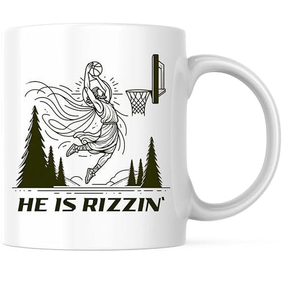 He Is Rizzin' Coffee Mug - Funny Jesus Christ Meme - Jesus Dunking ...