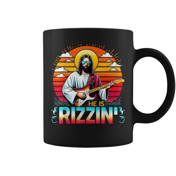He Is Rizzin Easter Christian Jesus Jesus Guitarist Coffee Mugs ...