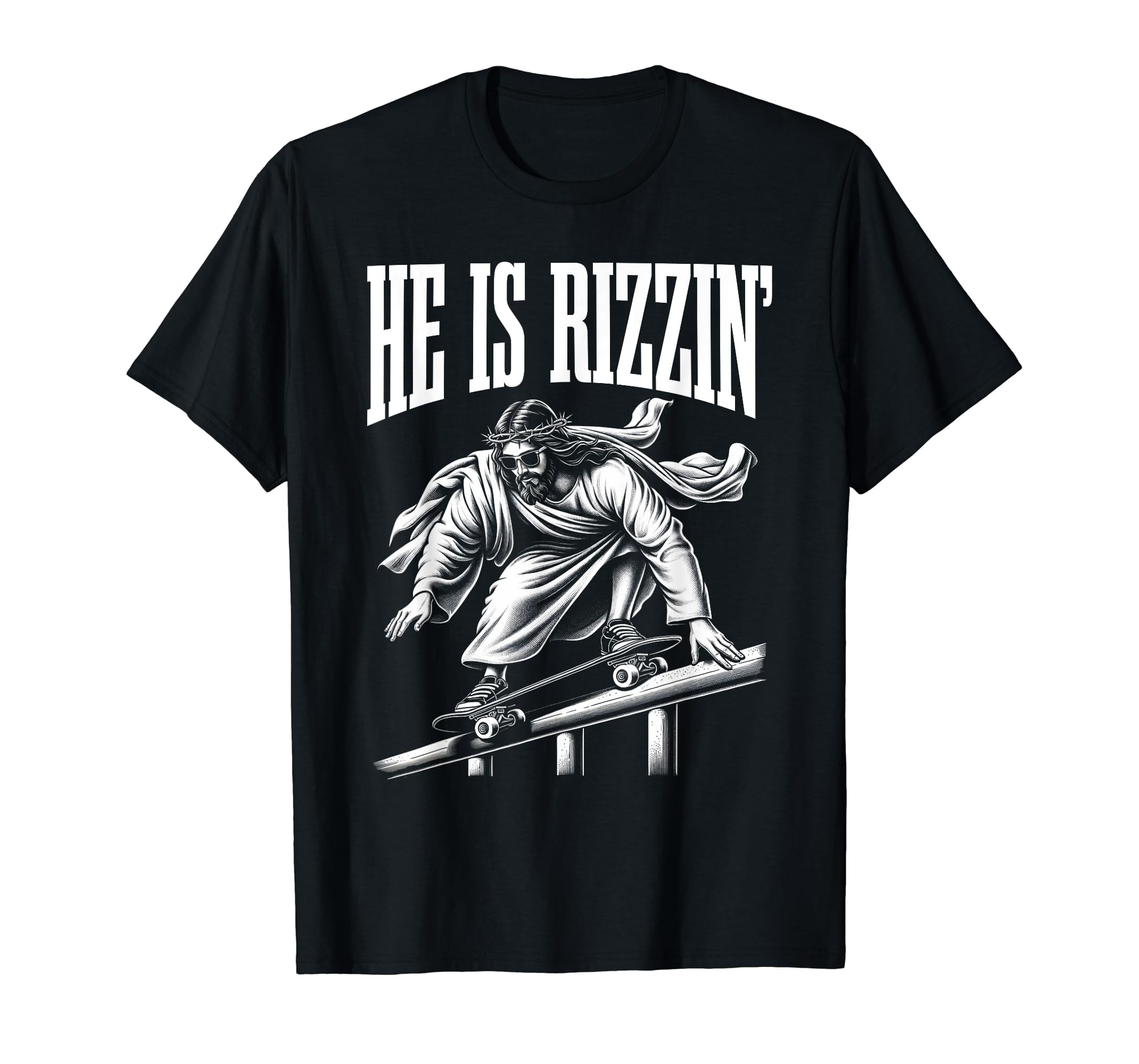 He Is Rizzin Funny Jesus Skateboard Meme T-Shirt - Walmart.com