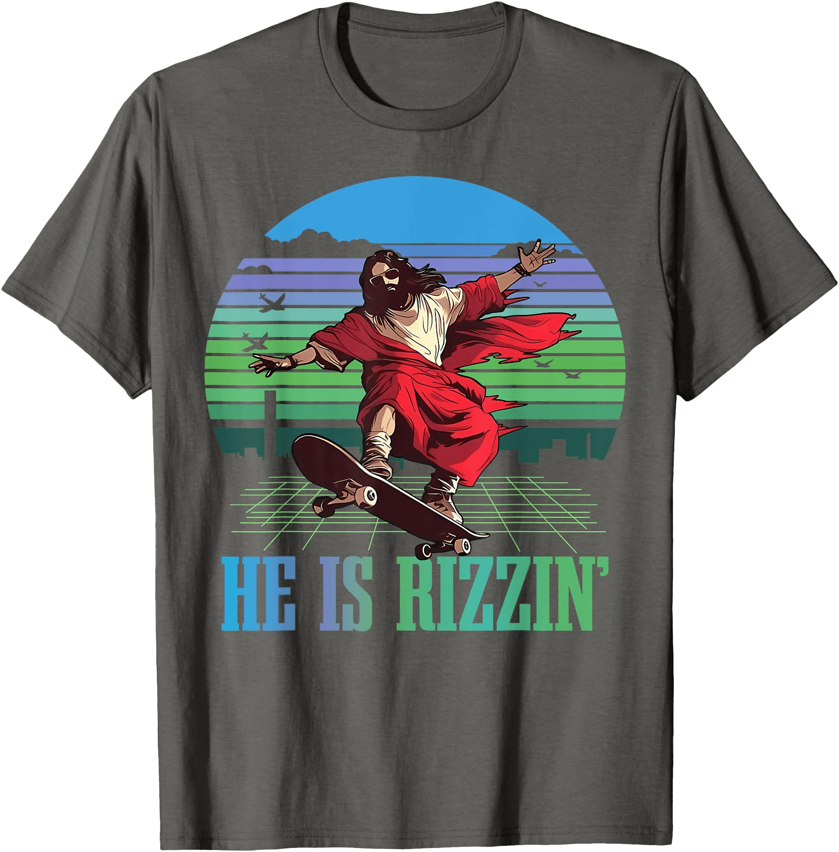 He Is Rizzin Funny Skateboard Jesus Easter T-Shirt, Christian Faith ...
