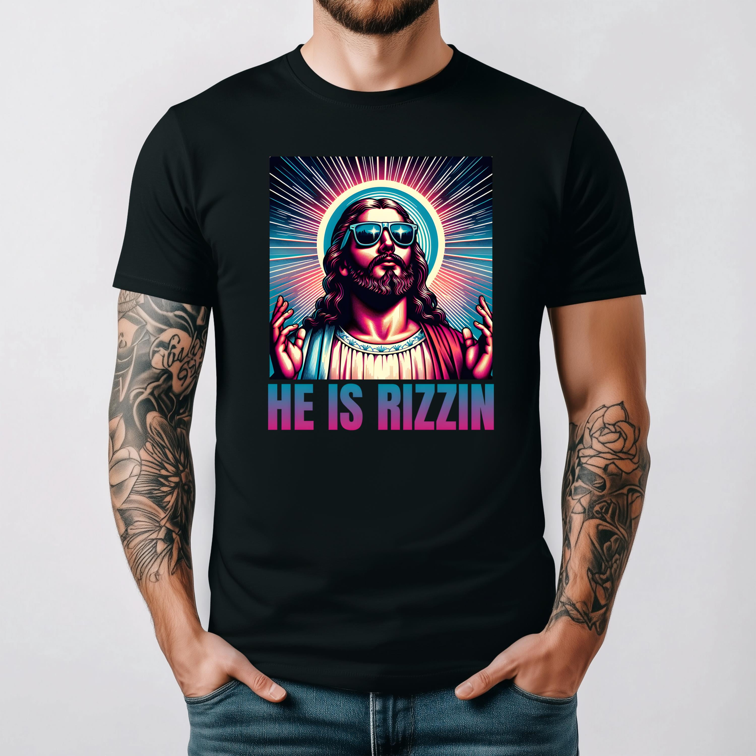 He Is Rizzin Jesus Is The Rizzler Funny Meme Graphic T Shirt up to 5XL ...
