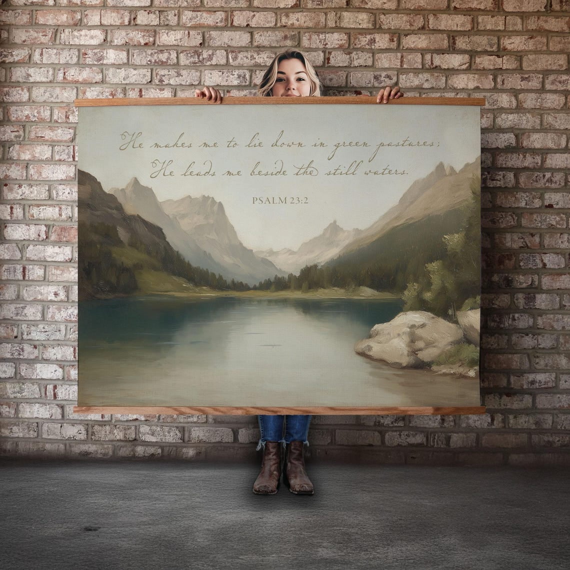He Leads Me Beside Still Waters Psalm Wall Art, Unframed Paper Poster ...