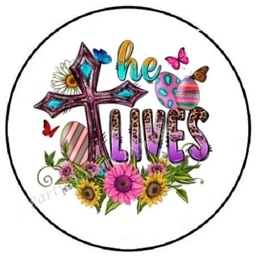 He Lives Easter Cross Flowers Stickers Party Favors Phone Decal Water ...