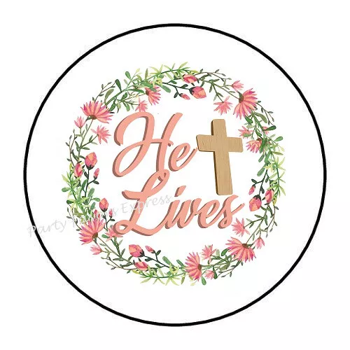 He Lives Wreath Easter Sticker Party Favors Sticker Envelope Seals ...