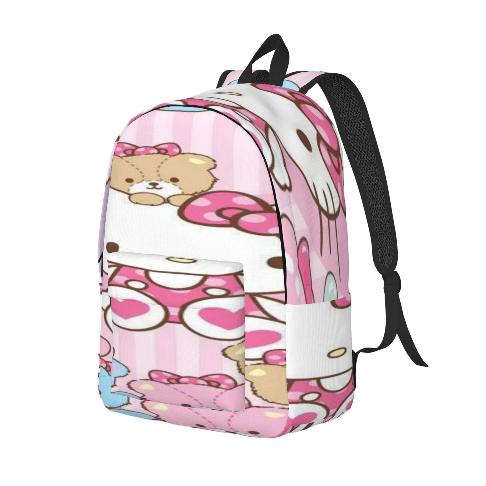 He-Llo Ki-Tty Backpack 15.7in Casual School Backpack Adjustable Straps ...