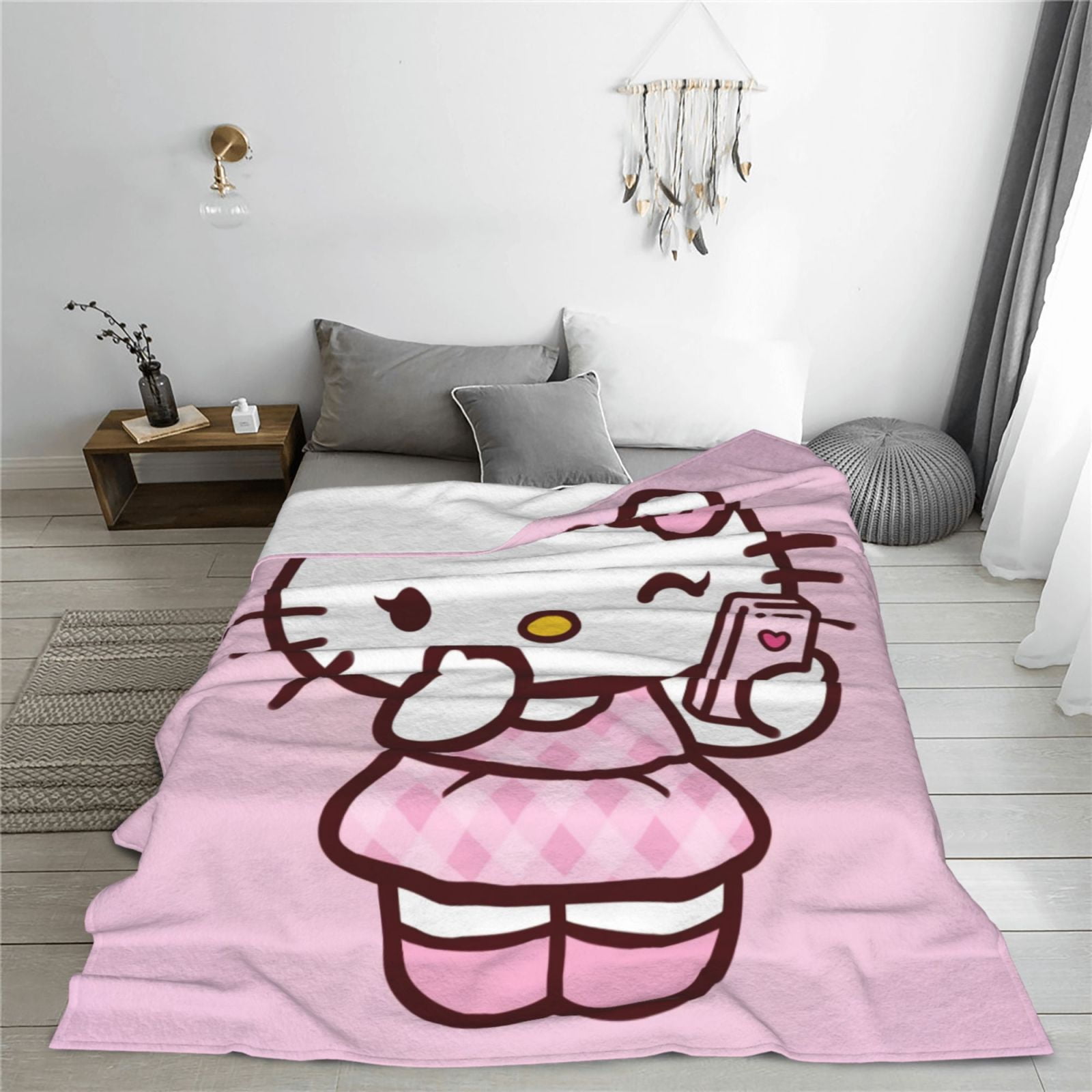 He-Llo Ki-Tty Blanket 50"x40" Lightweight Cozy Soft Warm Throw Blankets ...