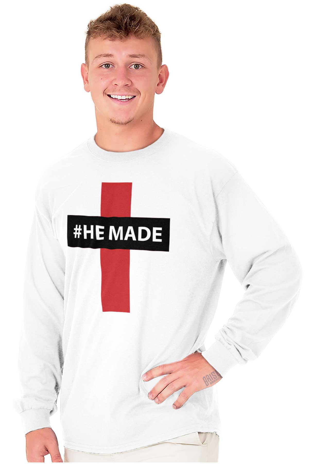 He Made Me Christian Jesus Christ Unisex Plus Size Long Sleeve Tee Shirt Brisco Brands 3X ...