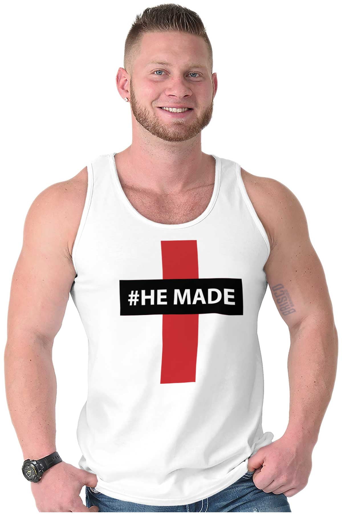 He Made Me Christian Jesus Christ Plus Size Graphic Tank Top Brisco ...