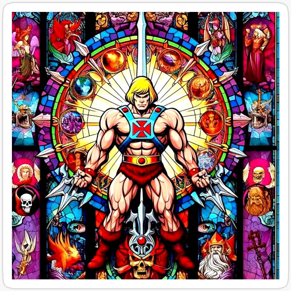 He Man Gothic Stained Glass Sticker Phone Decal Water Bottle Stickers ...