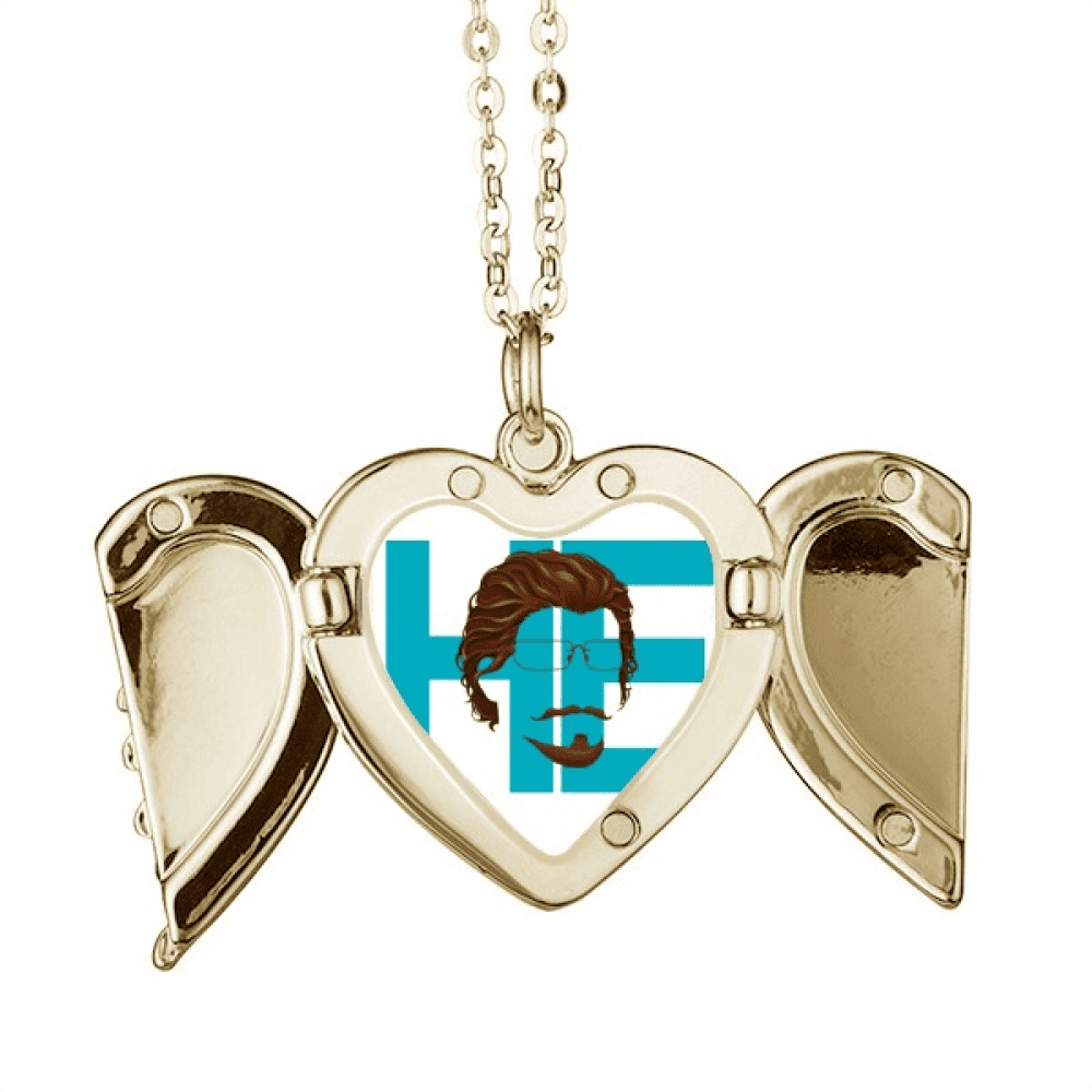 He Man Hair Beard Art Deco Fashion Folded Wings Peach Heart Pendant ...