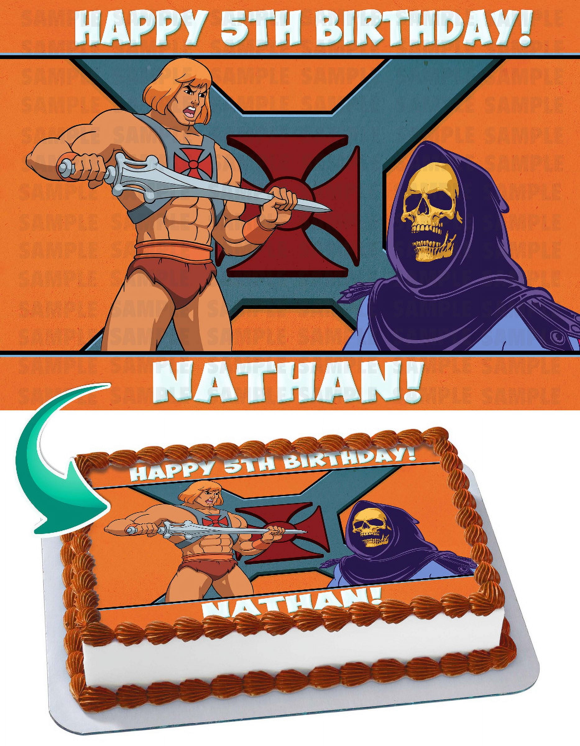 He-Man Skeletor Edible Cake Image Topper Personalized Birthday Party 1/ ...