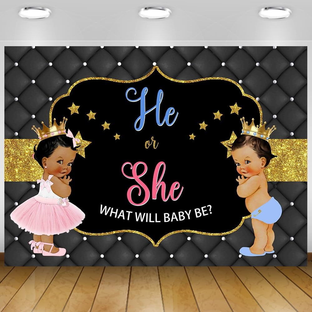 He Or She Gender Reveal Backdrop What Will Baby Be Photography ...