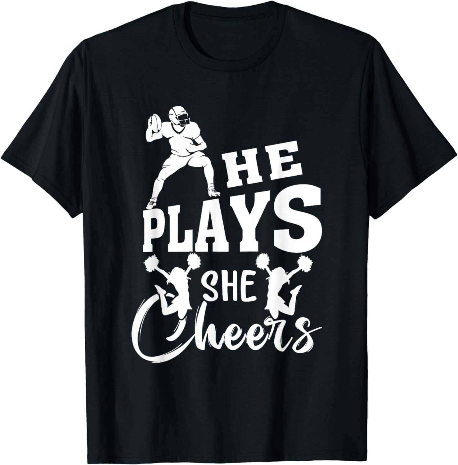 He Plays She Cheers Football Son Cheerleader Daughter T-Shirt - Walmart.com