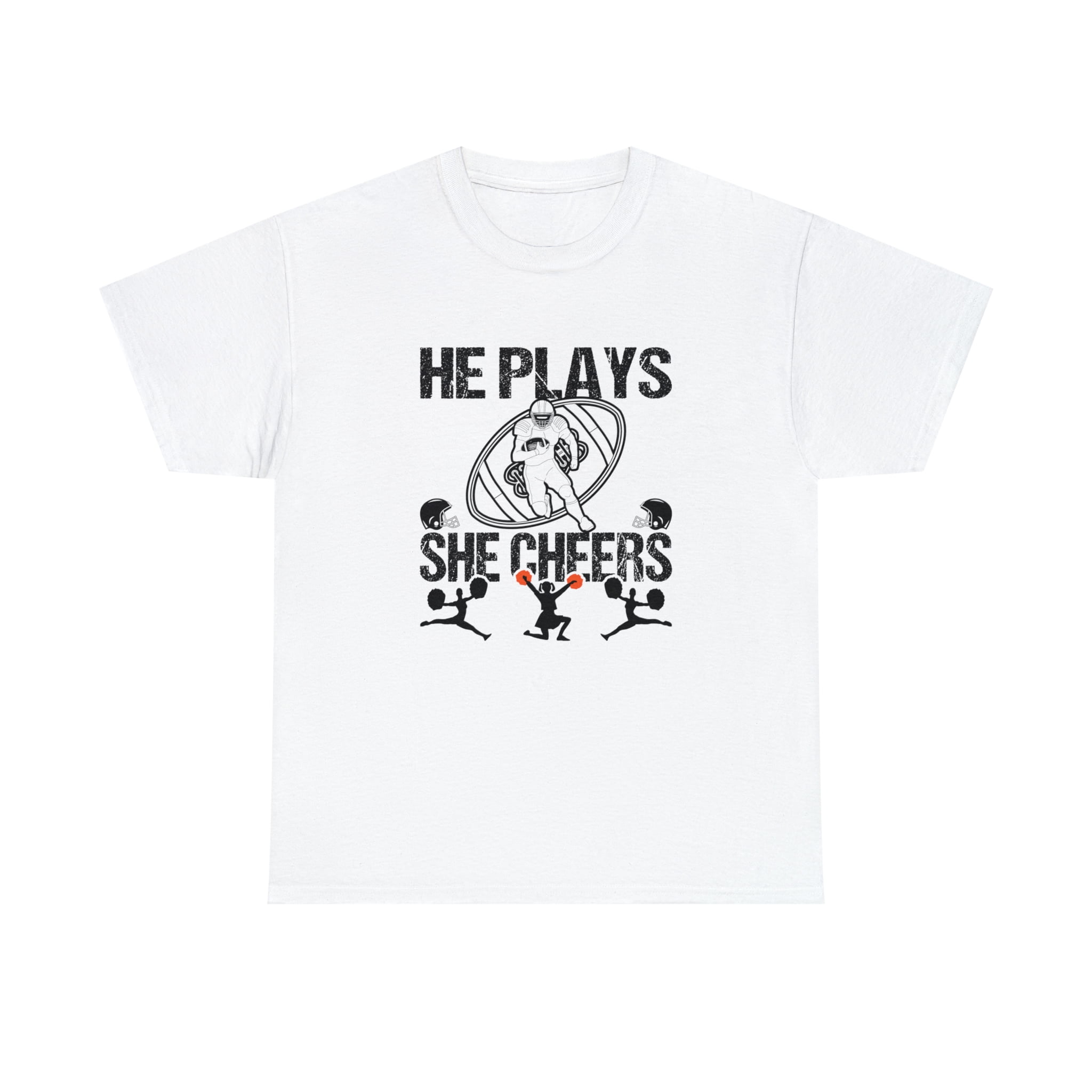 He Plays She Cheers Shirt, Cheerleading Gift, Football Tee, School -ID ...