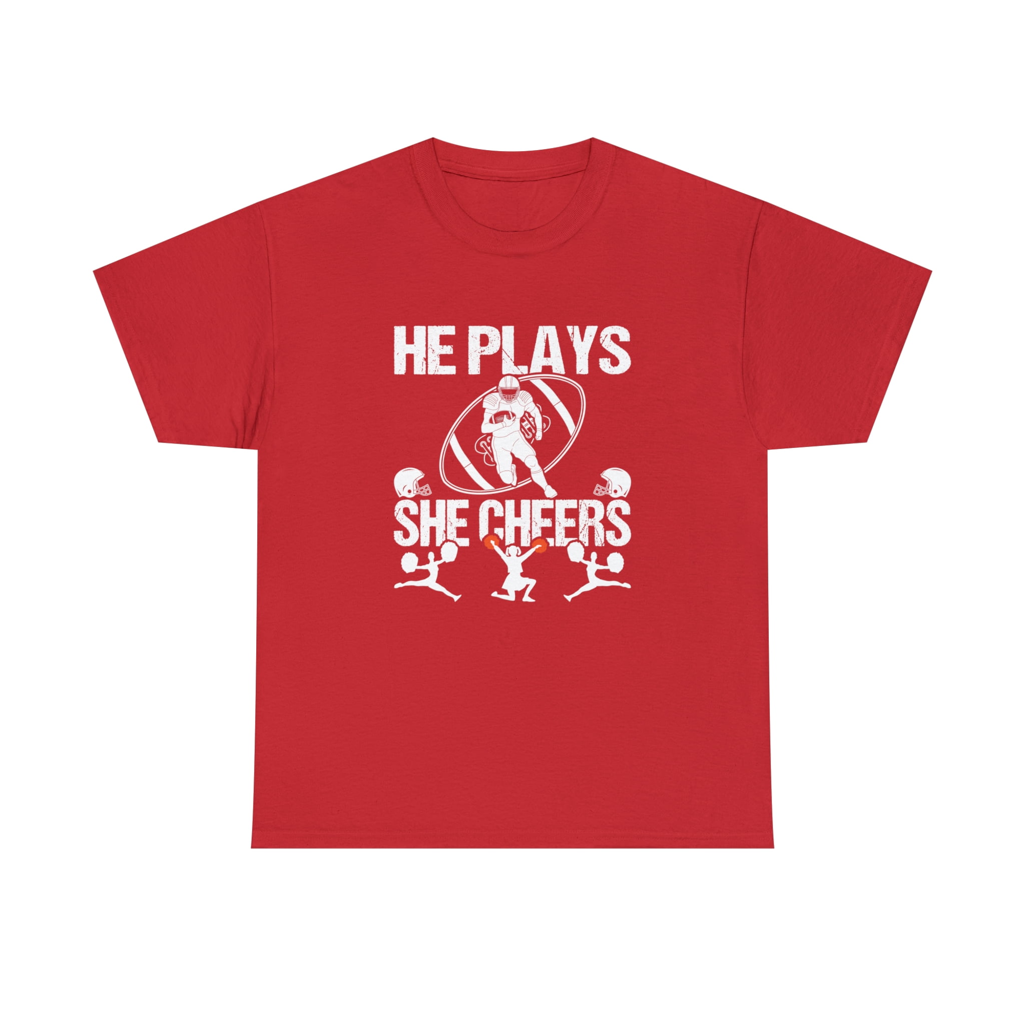 He Plays She Cheers Shirt, Cheerleading Gift, Football Tee, School -ID ...