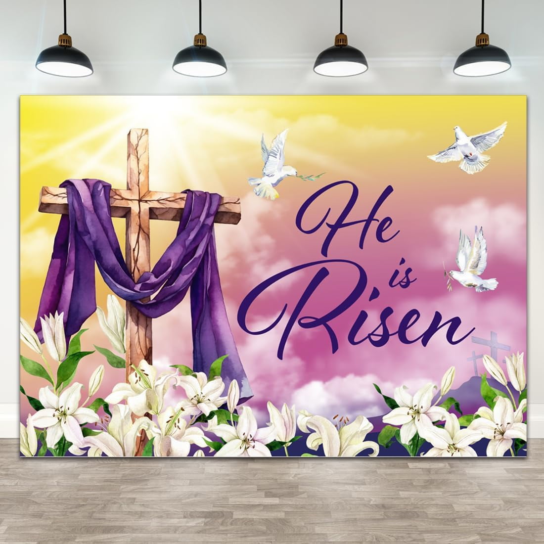 He is Risen Easter Banner Backdrops Decorations Resurrection Eggs Jesus ...