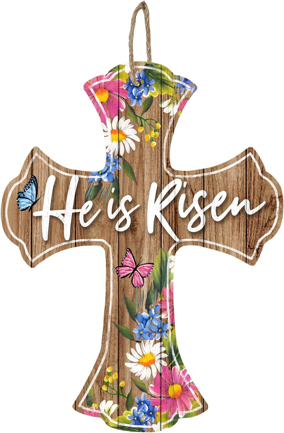 He is Risen Easter Religious Cross Sign for Front Door Decor, Christian ...
