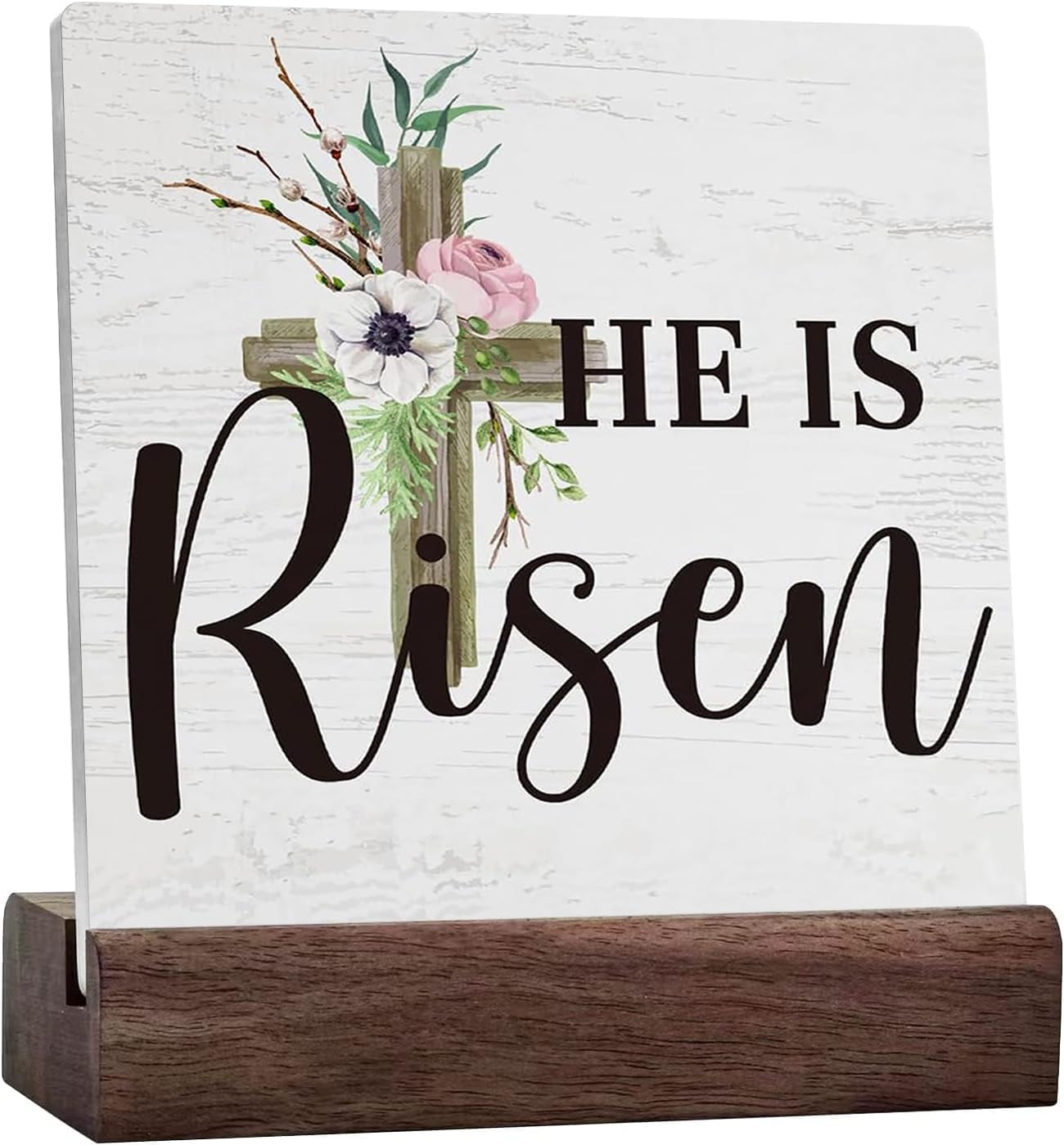 He is Risen Sign, Ceramic Table Sign Easter Religious Home Office Desk ...