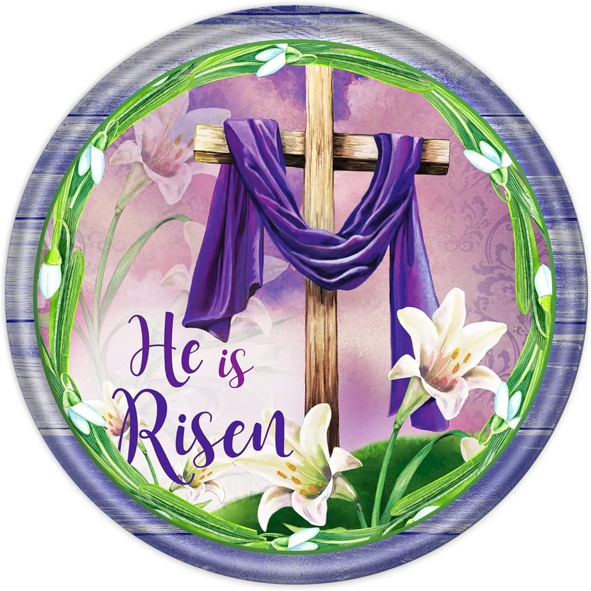 He is Risen Sign Easter Cross Sign Religious Signs Front Door Wreath ...