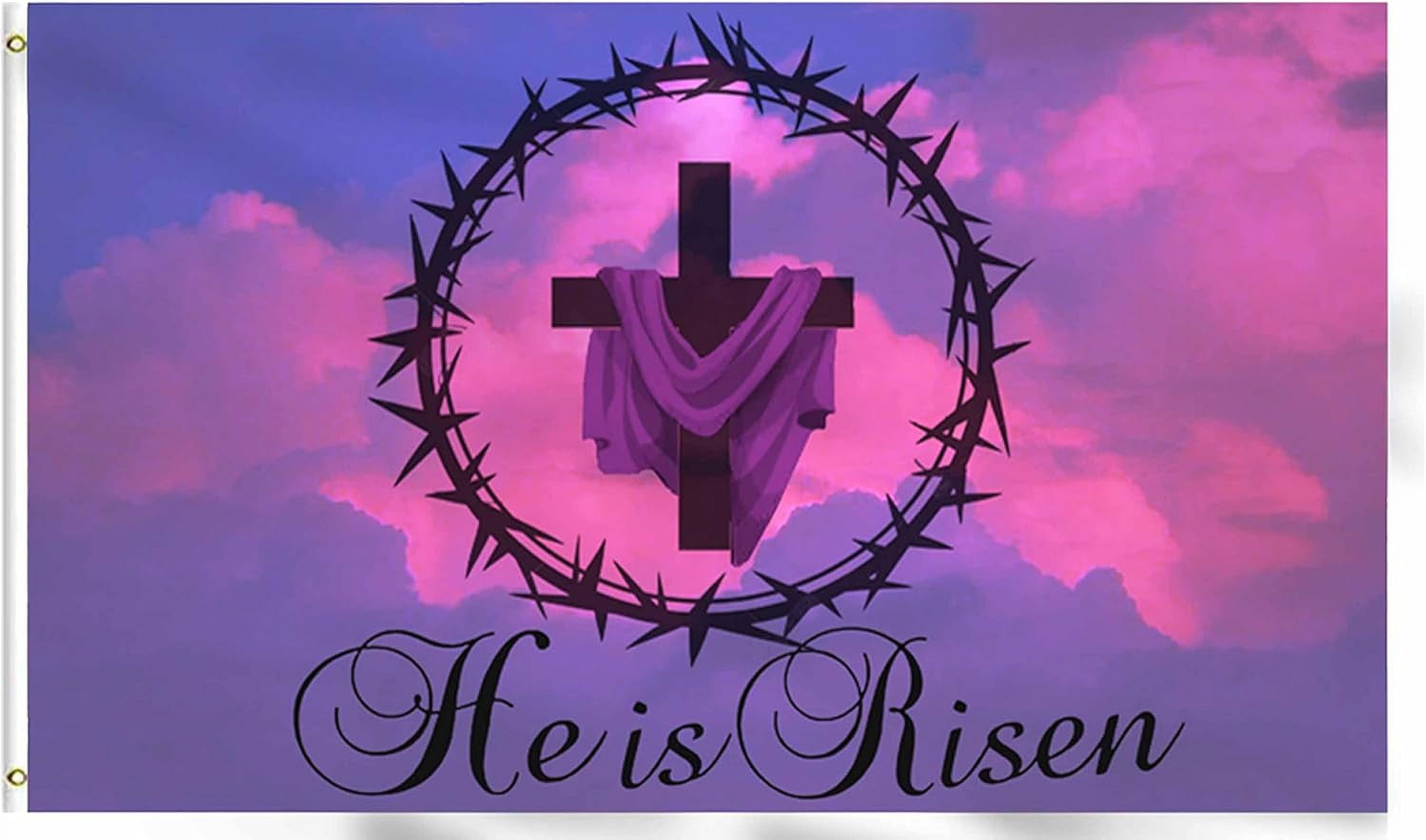 He is Risen Spring Easter Cross Flag Banner,Easter Lily Cross flag ...