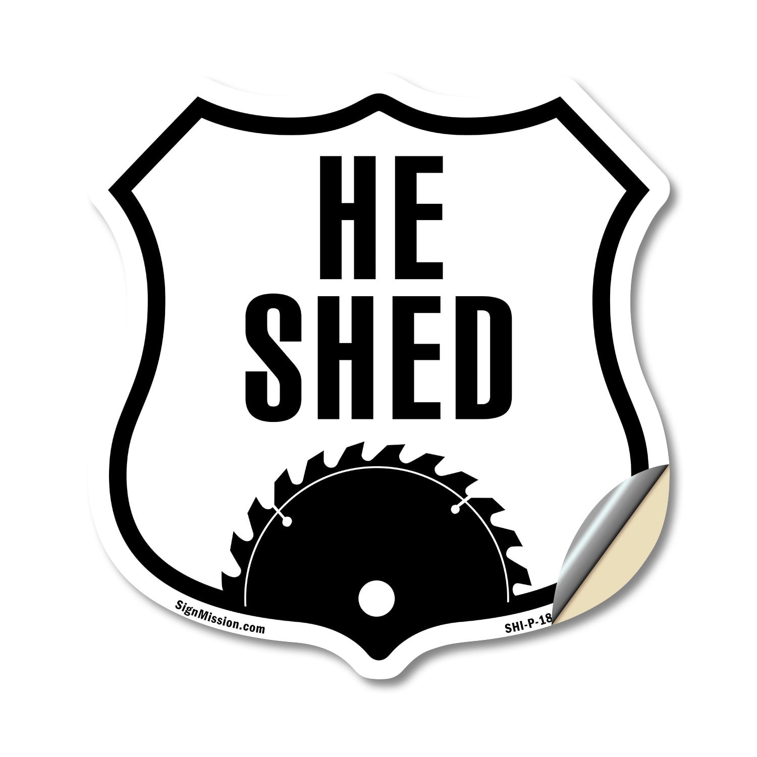 He Shed (2 Pack) 4 inch X 4 inch Shield Shaped Heavy Duty 3.2 mil Vinyl ...