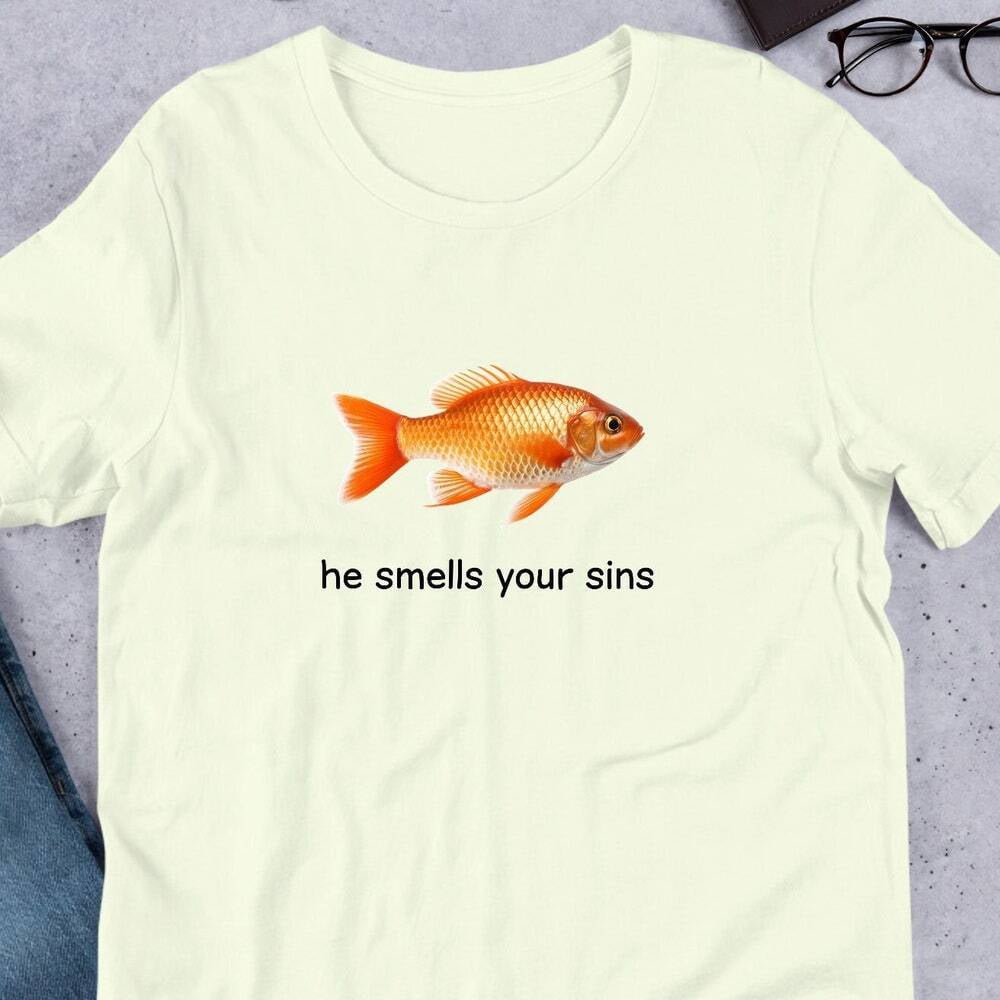 He Smells Your Sins Goldfish tshirt Y2K Funny Meme Shirt / Weirdcore ...