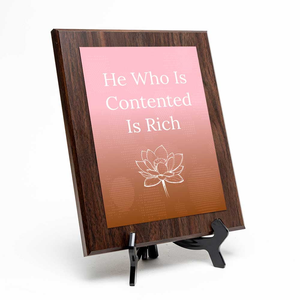 He Who Is Contented Is Rich, Wooden Frame 5x7 Decorative Wall Plaque ...