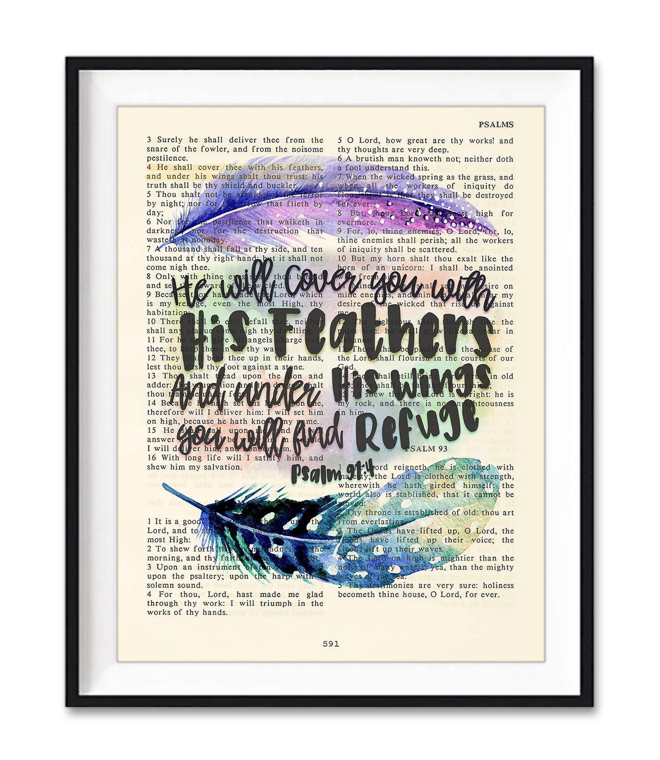 He Will Cover You with His Feathers, Psalm 91:4, Christian Art Print ...