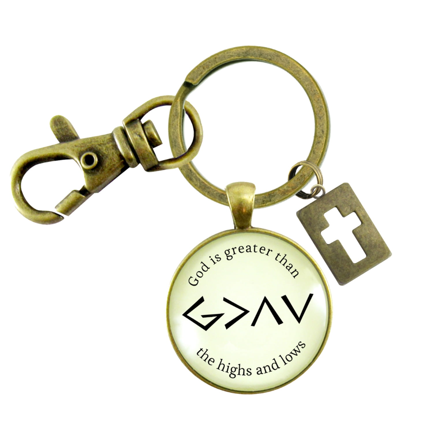 He is Greater Than the Highs and Lows Gutsy Goodness Bronze Keychain ...