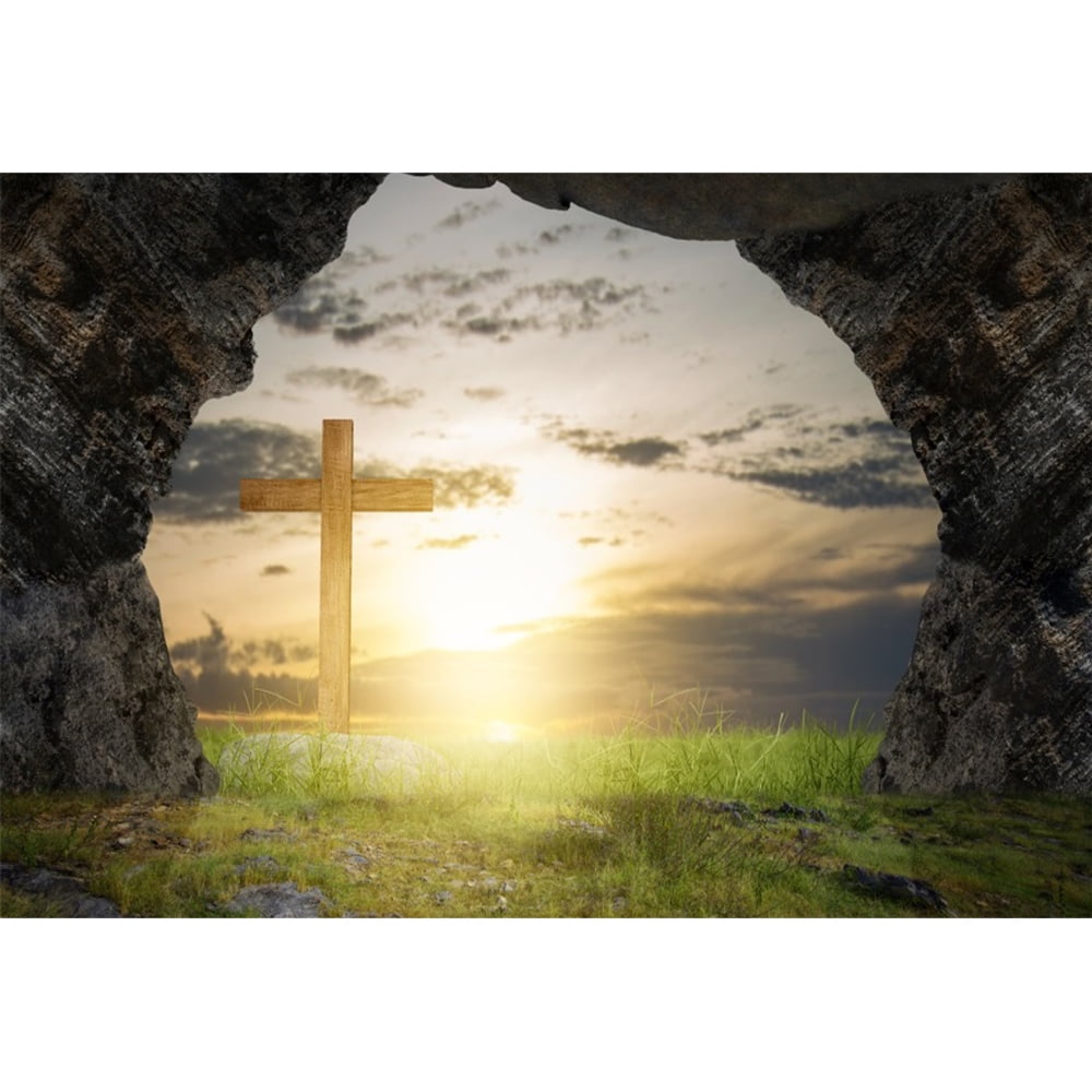 He is Risen Backdrop Easter Christian Cross Religious Holiday Party ...