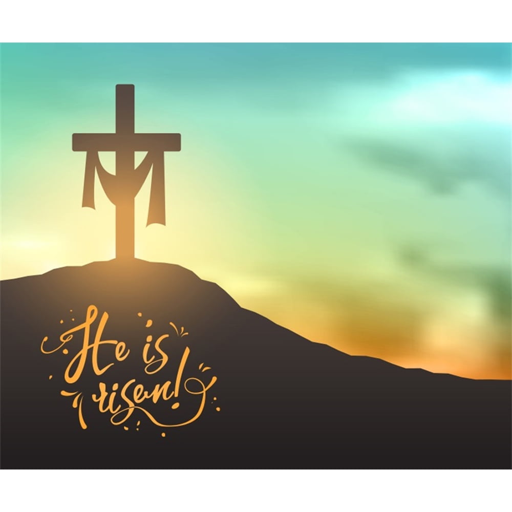 He is Risen Backdrop Easter Christian Cross Religious Holiday Party ...