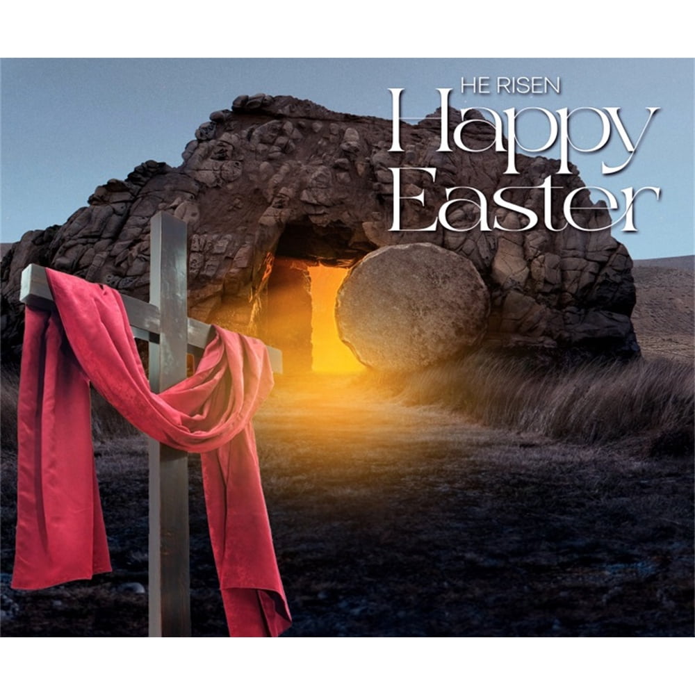He is Risen Backdrop Easter Christian Cross Religious Holiday Party ...