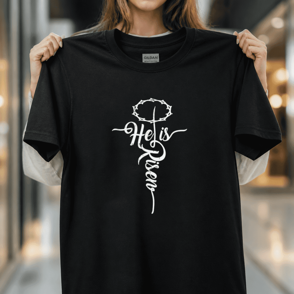 He is Risen Cross Jesus Religious Easter Day Christian Faith Unisex T ...
