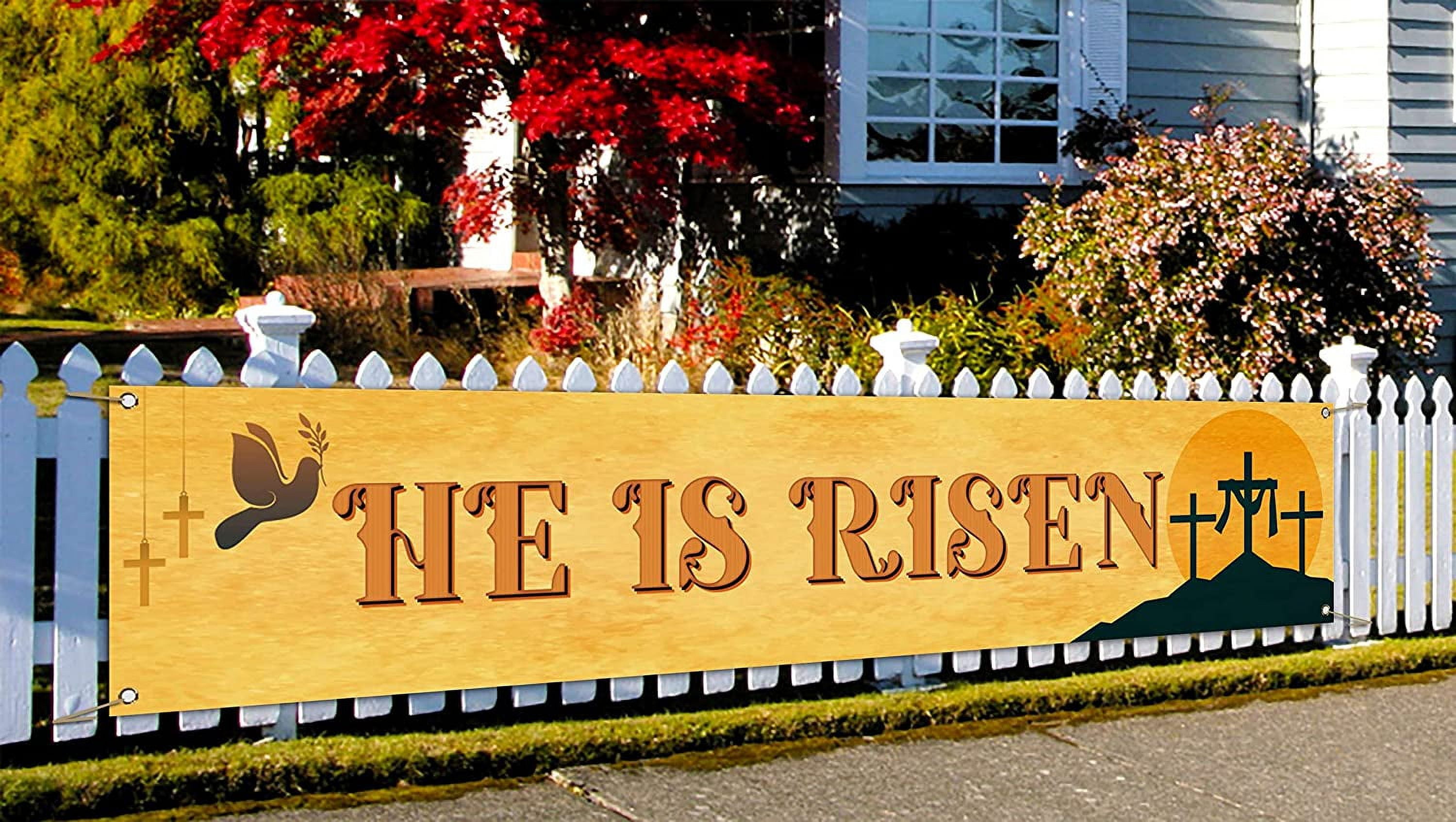 He is Risen Fence Banner Easter Jesus Recurrection Yard Porch Sign ...