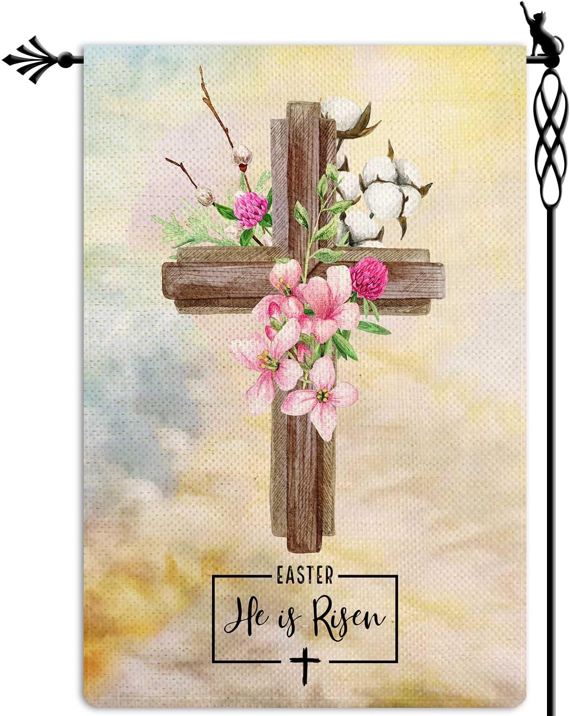 He is Risen Garden Flag Easter Cross Garden Flag Religious Jesus Double ...