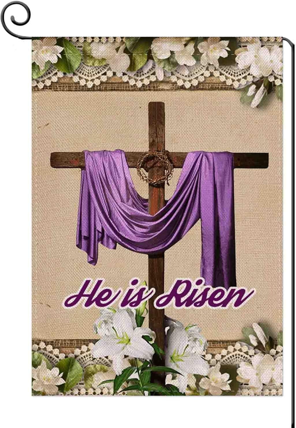 He is Risen Spring Easter Cross Lily Garden Flag,Spring House Yard ...