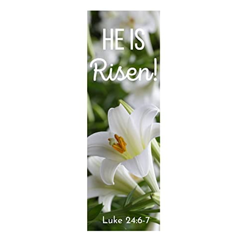 He is Risen White Easter Lilly Religious Bible Verse Easter Bookmarks ...
