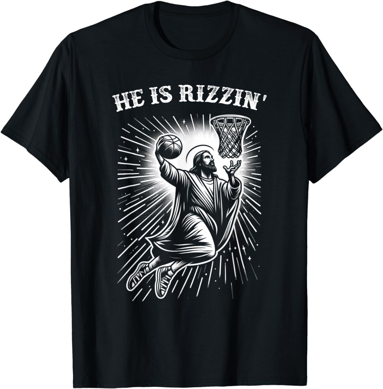 He is Rizzin' Risen Funny Jesus Christian Playing Basketball T-Shirt ...