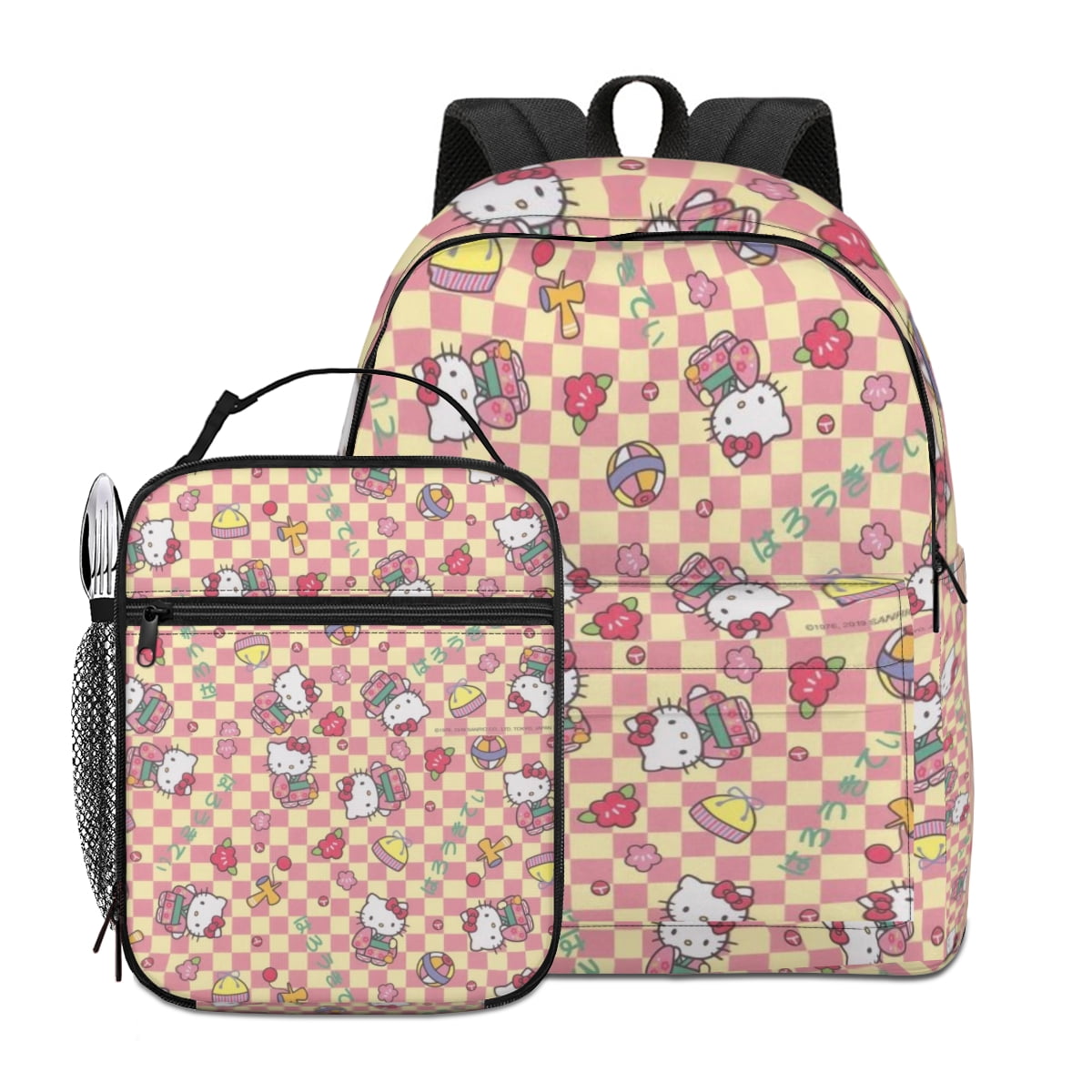He×llo Ki×tty Kawaii lunch bag backpack set, men's and women's casual ...