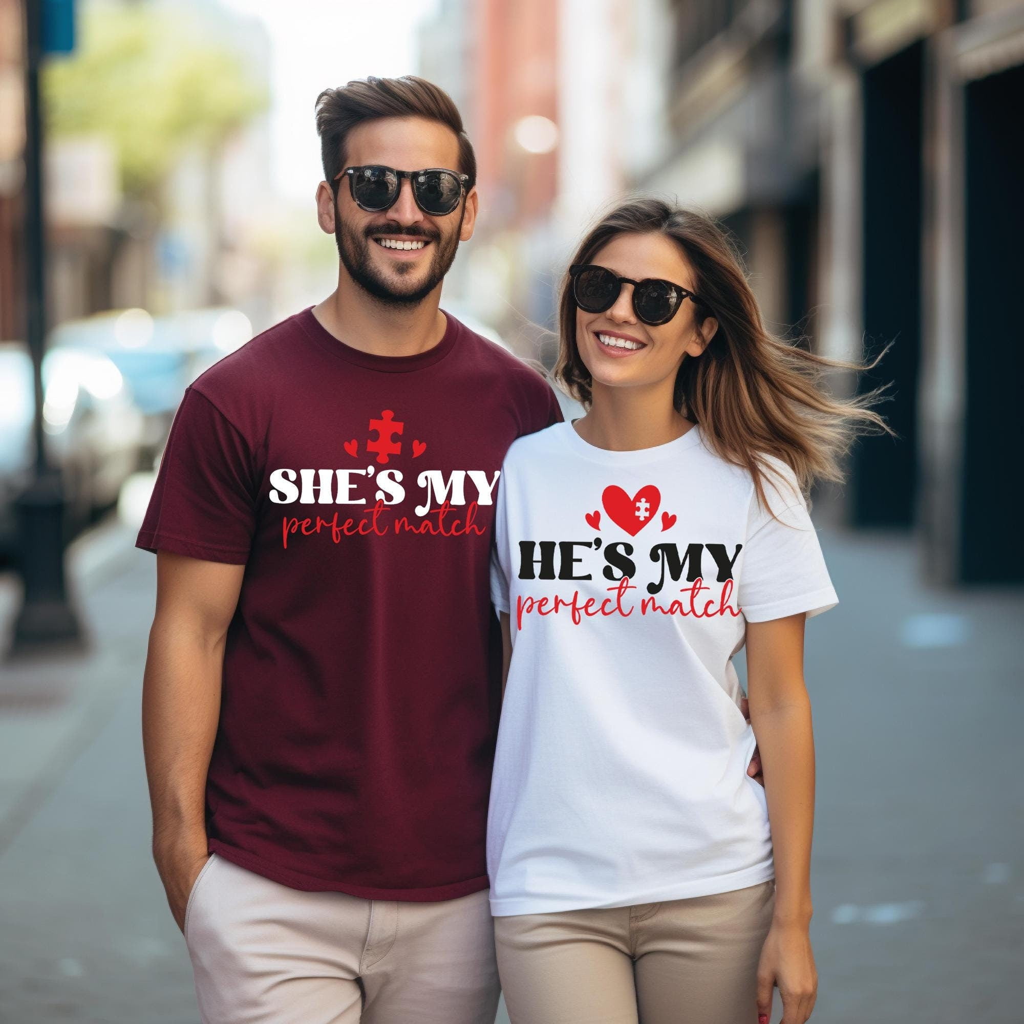 He's My Match Shirt, She's My Match Shirt, Couple Valentine Shirt ...