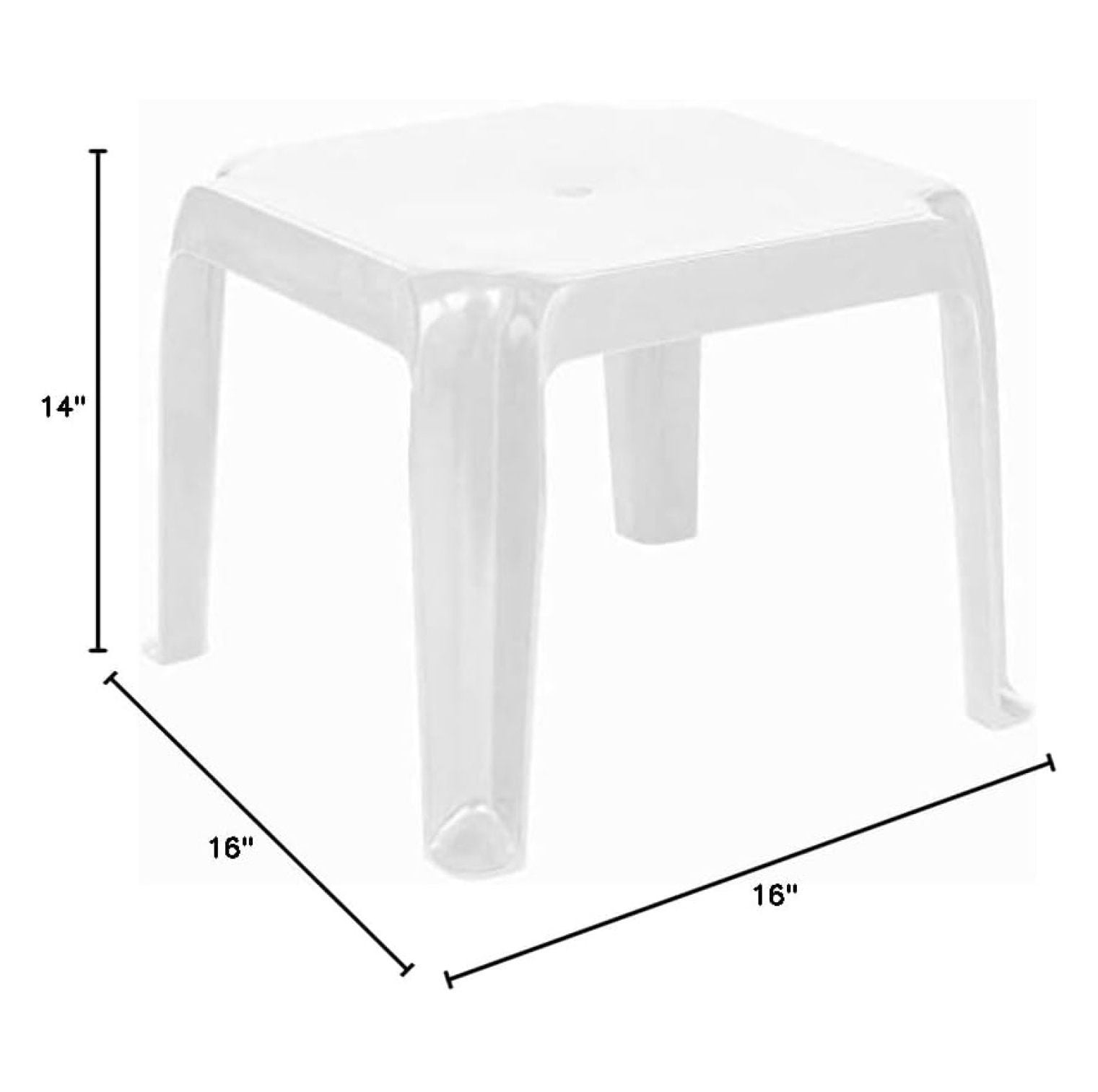 HeSLehs 2-Piece 16" Square Rubber & Resin Patio Side Table with Strong ...