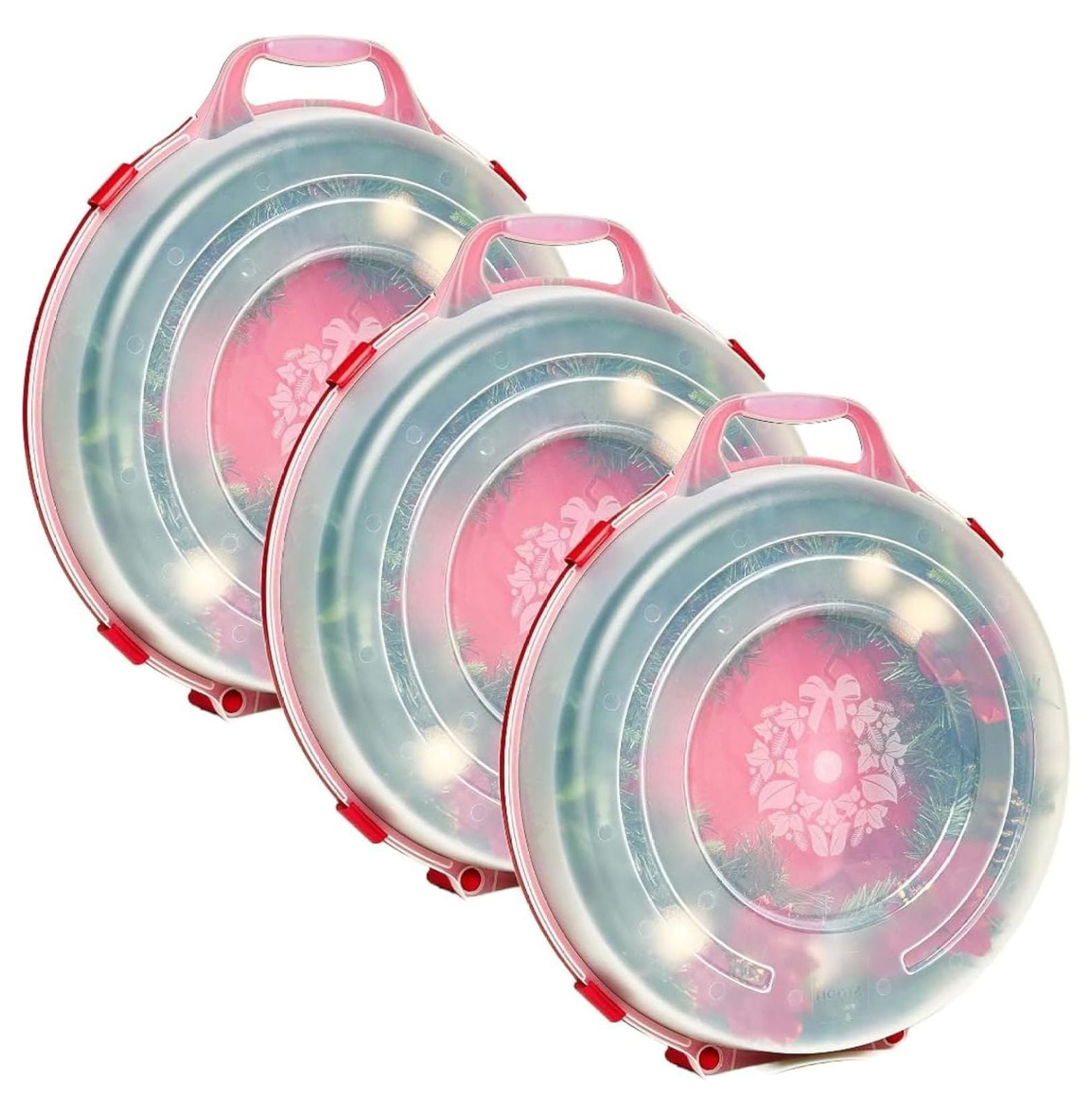 HeSLehs 24.5-Inch Stackable Holiday Wreath Plastic Storage Container ...