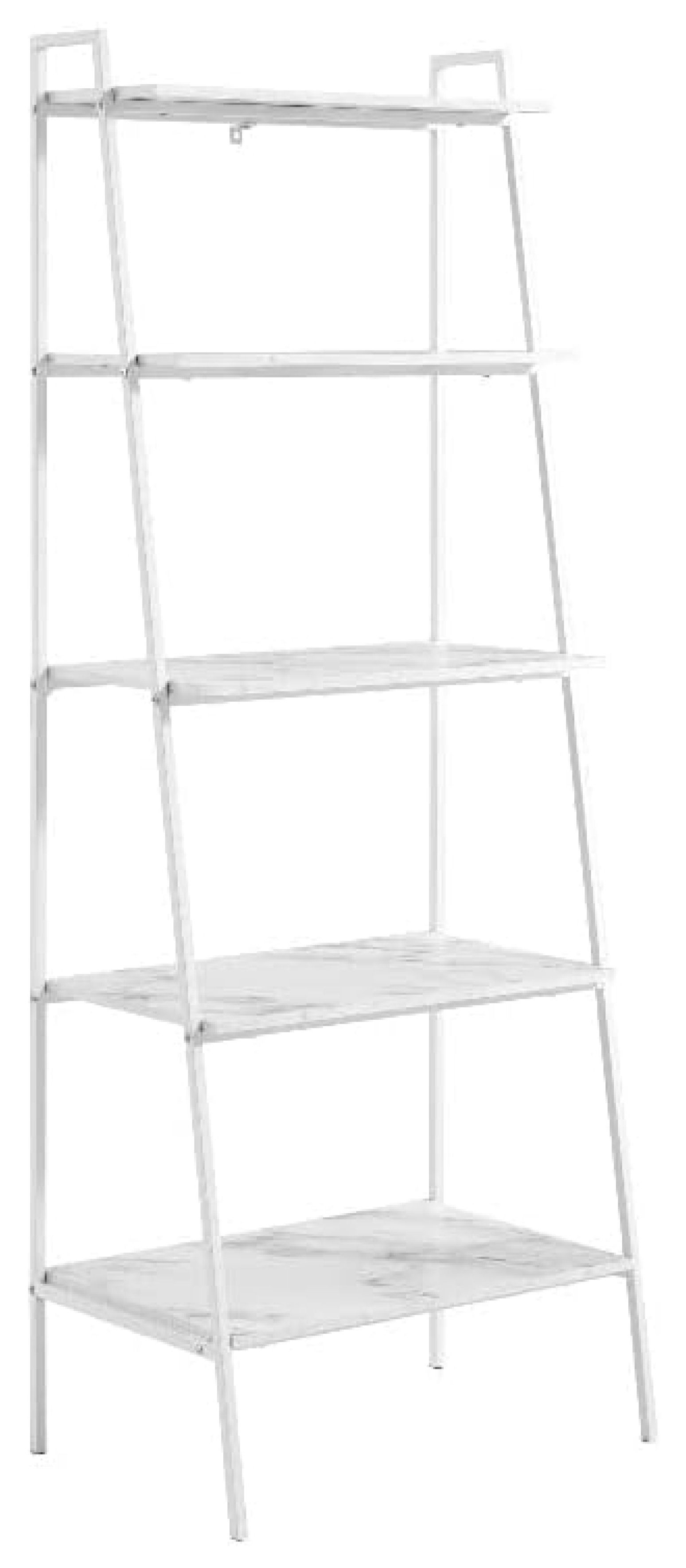 HeSLehs 72" Tall Metal & Wood Ladder Shelf - White Marble - Walmart.com