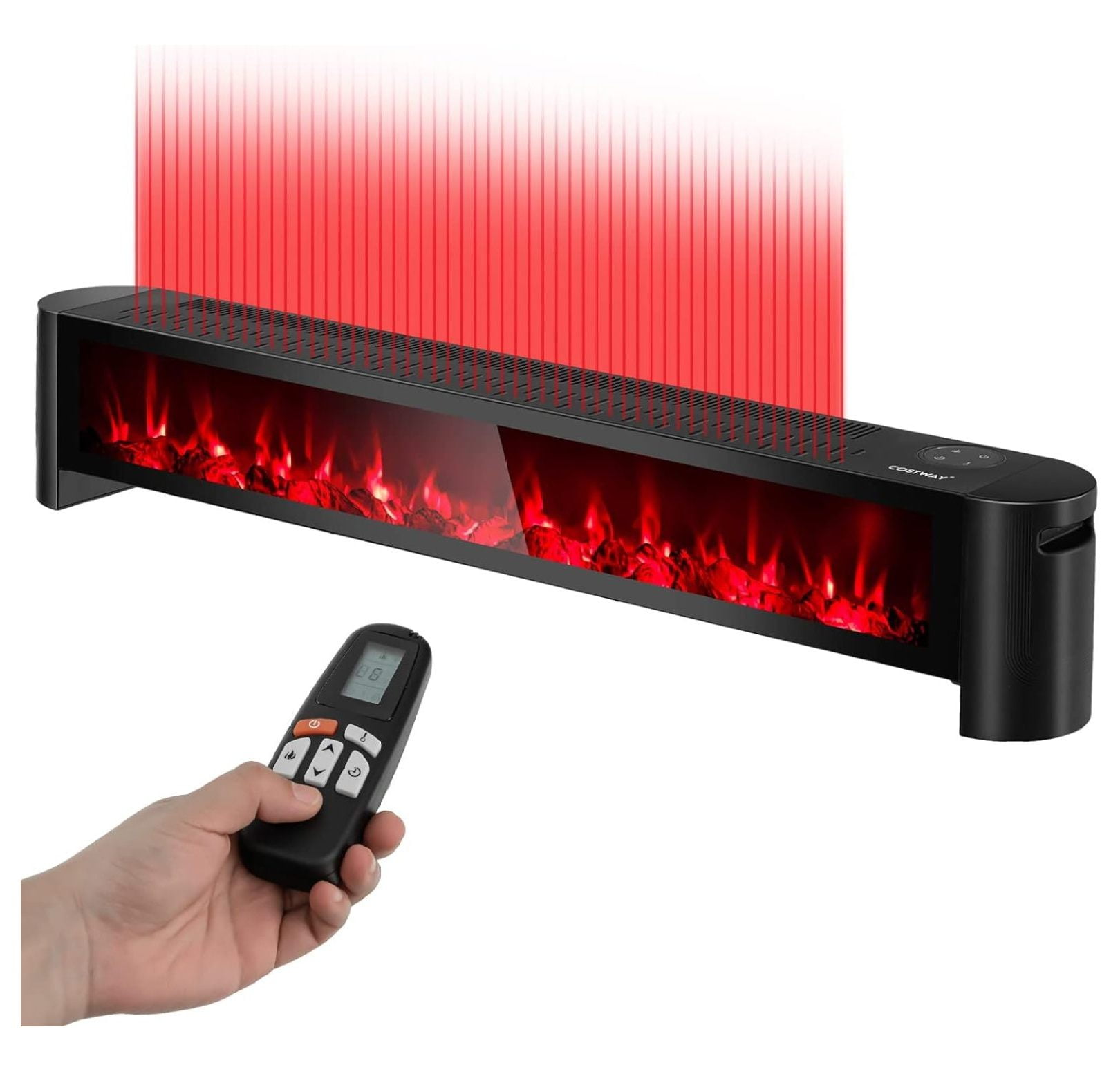 HeSLehs Baseboard Heater, 1400W Electric Heater w/ Control & 7-color 3D ...
