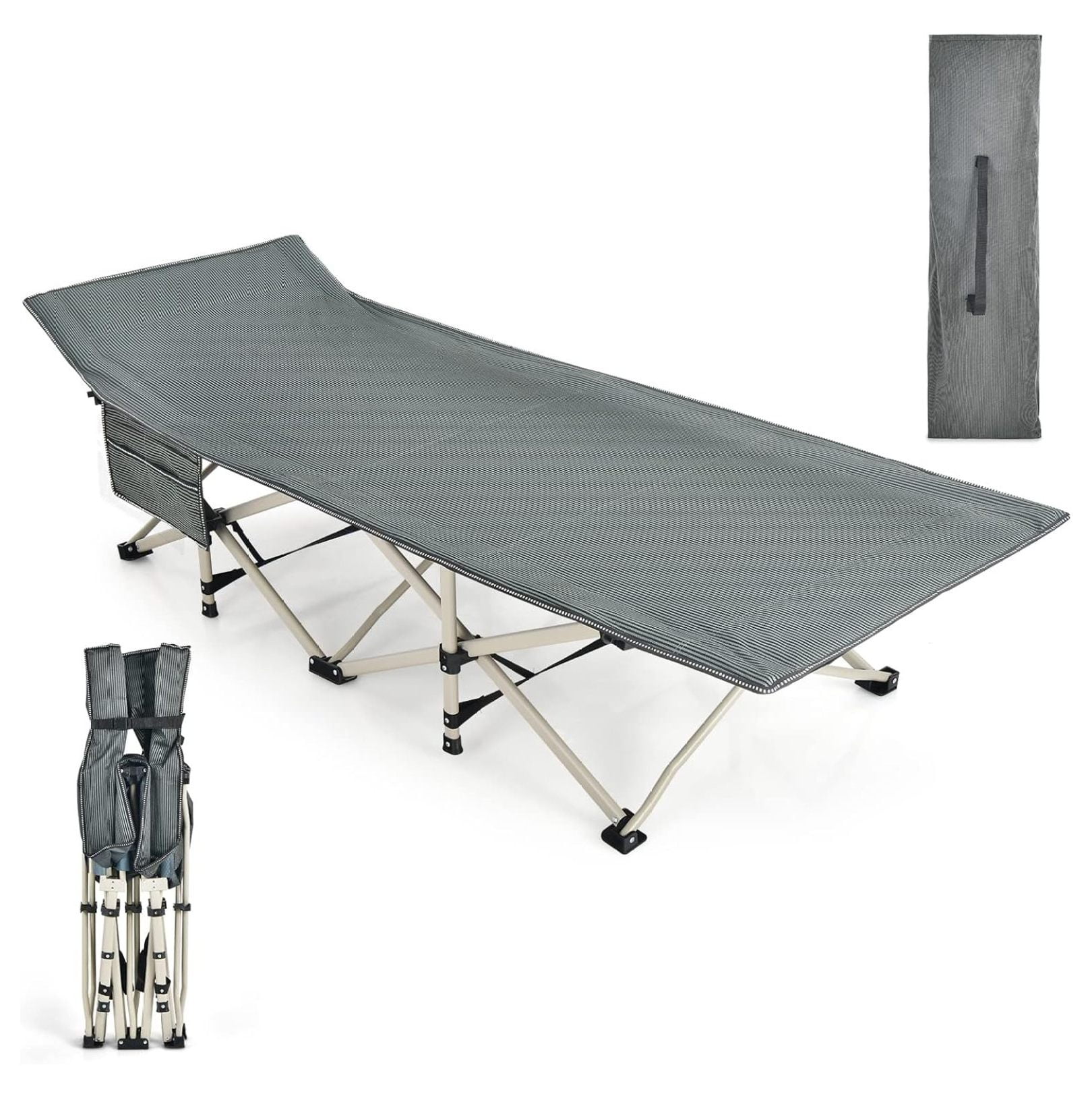 HeSLehs Camping Cot, 882 LBS Folding Camping Cot for Adult with Carry ...